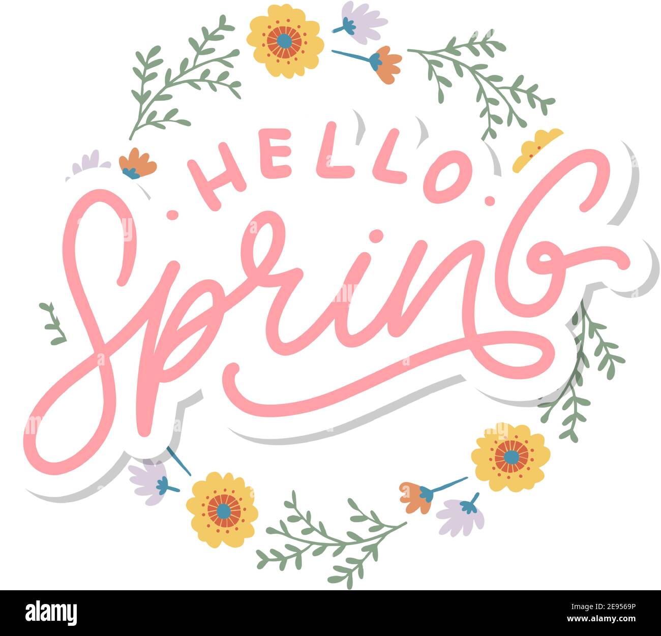 Hello Spring Flowers Text Background Stock Vector Image & Art - Alamy