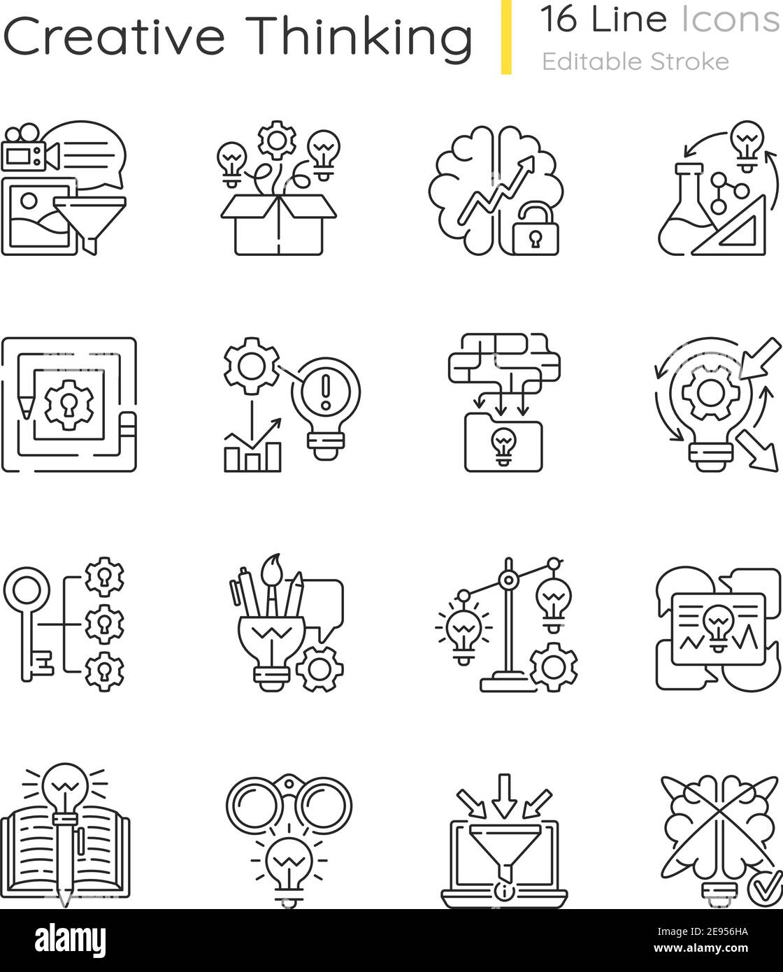 Creative thinking linear icons set Stock Vector Image & Art - Alamy