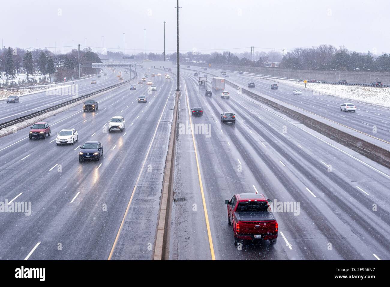 Toronto Highway 401 during a snowfall in Winter, Canada Stock Photo - Alamy