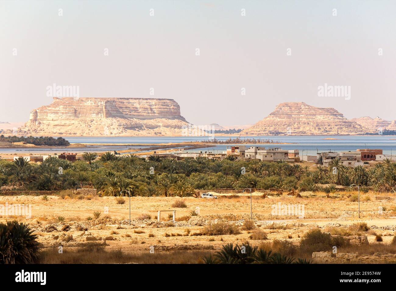 Landscape of the oasis town of Siwa, Libyan desert, Egypt Stock Photo ...