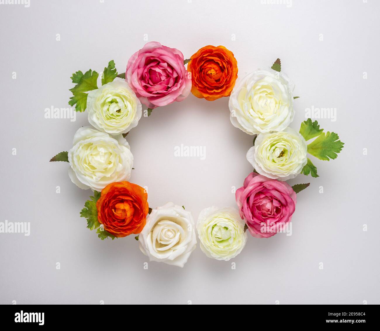 Creative layout of beautiful rose flowers on white background. Minimal ...
