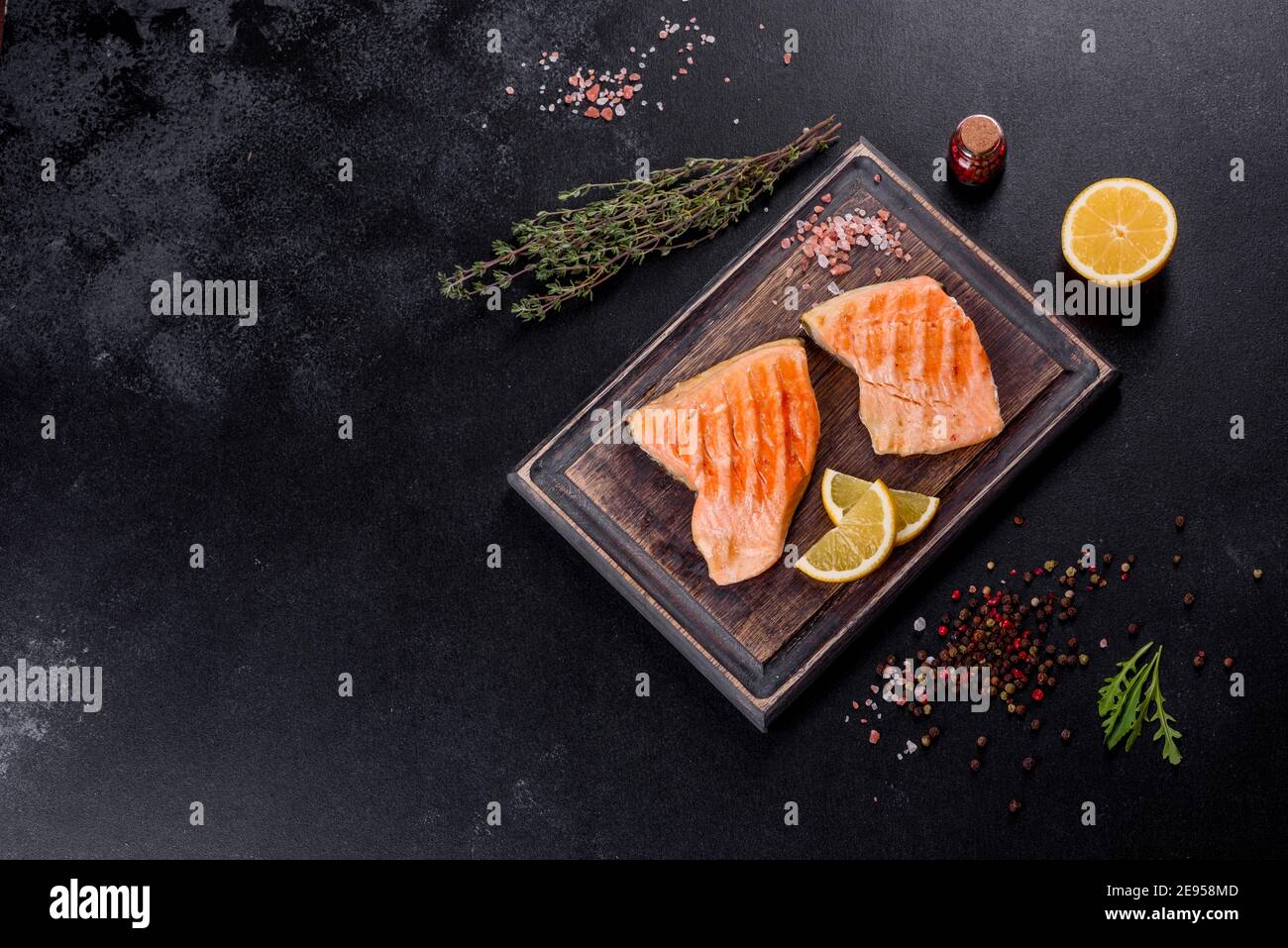 Tasty fresh red fish arctic char baked on a grill. Source of omega ...