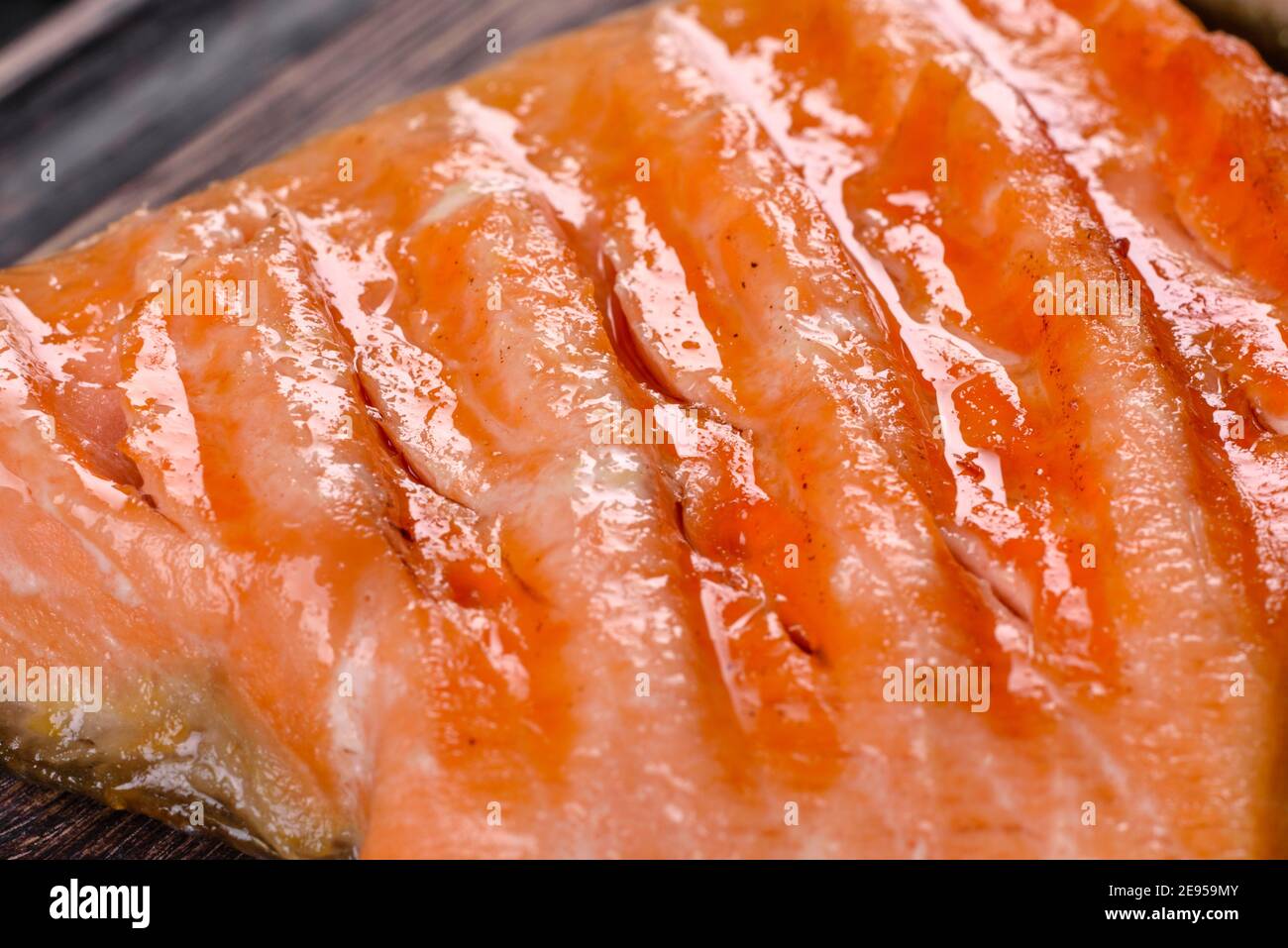 Tasty fresh red fish arctic char baked on a grill. Source of omega ...