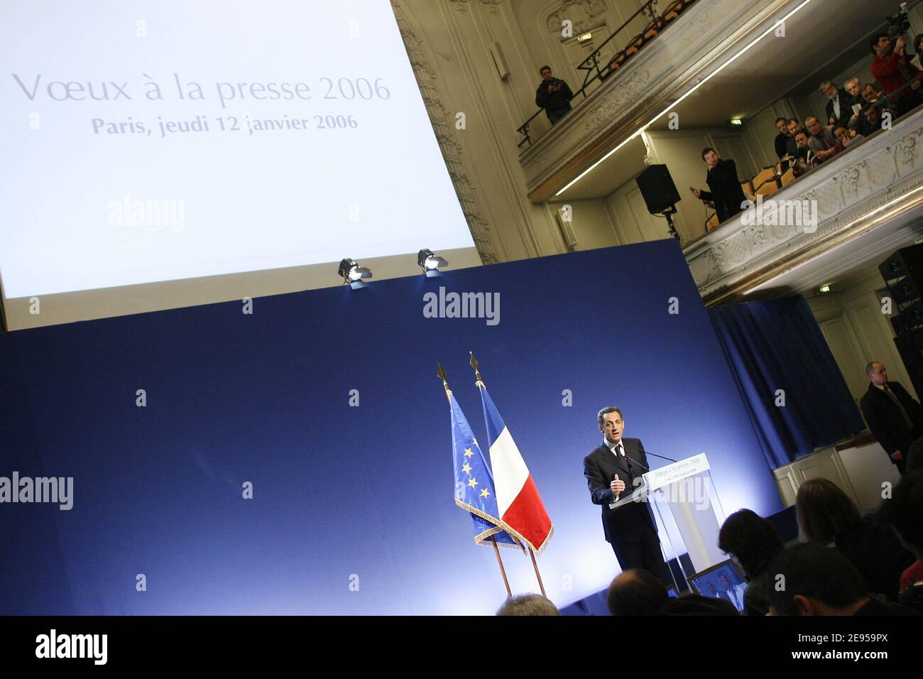French Interior Minister and leader of UMP party Nicolas Sarkozy gives ...