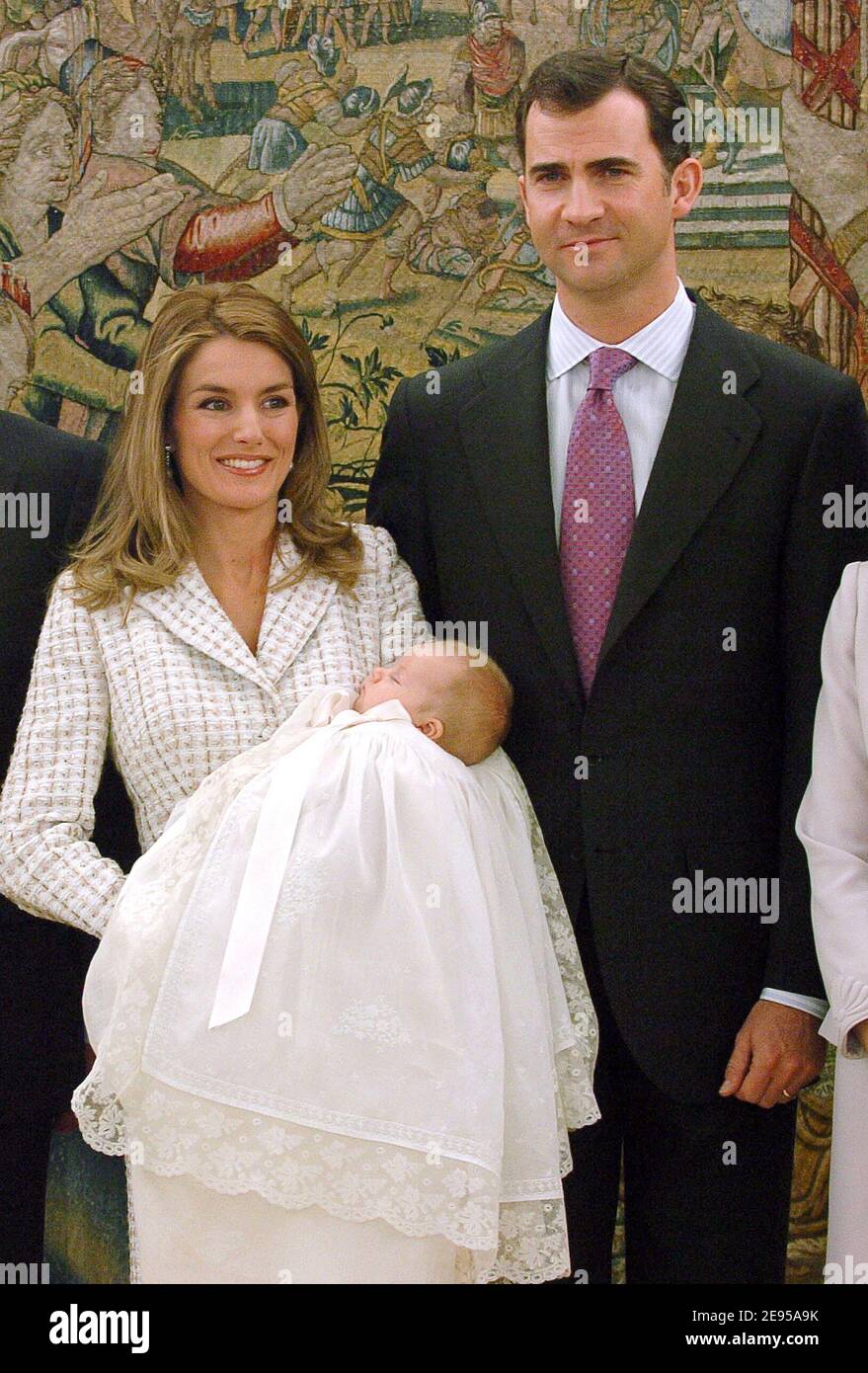 Prince Felipe of Asturias and Princess Letizia with their daughter pose ...