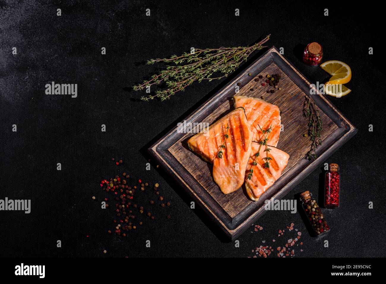 Tasty fresh red fish arctic char baked on a grill. Source of omega ...