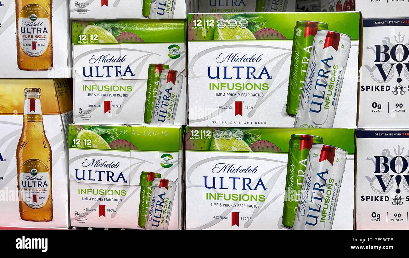 Orlando,FL USA - January 31, 2021: Boxes of Michelob Ultra Infusions ...