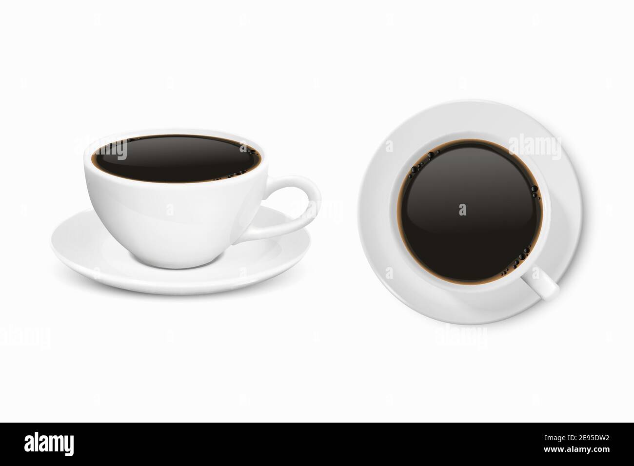 Vector 3d Realistic Ceramic White Coffee Mug, Cup Isolated on White ...