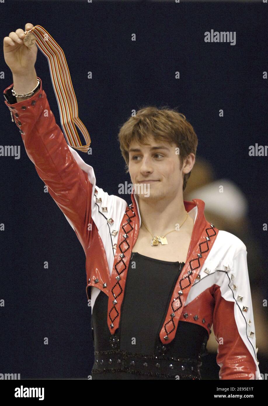France's Brian Joubert poses with his bronze medal during the ISU ...