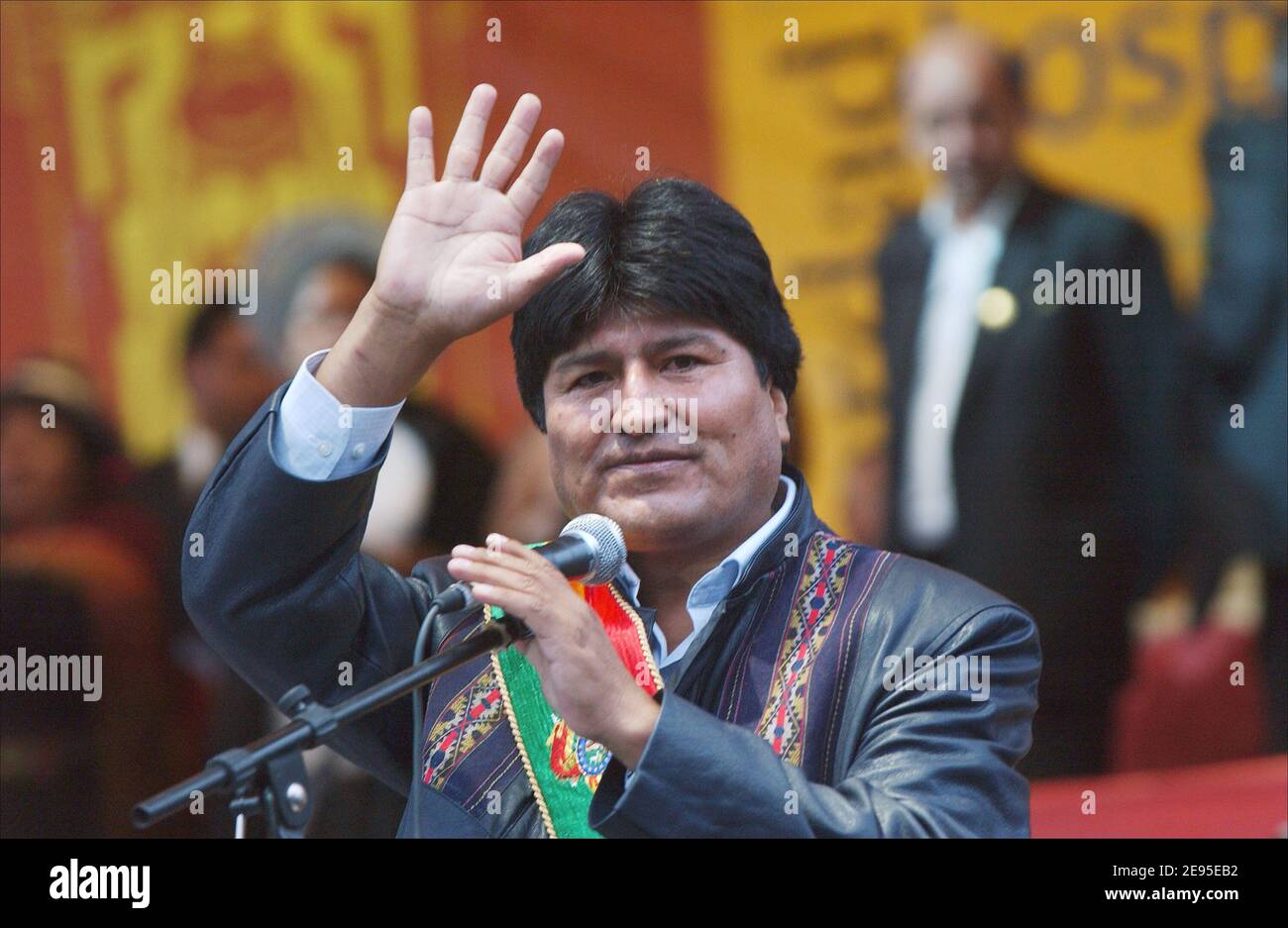 Bolivia's President Evo Morales speaks at a celebration in San ...