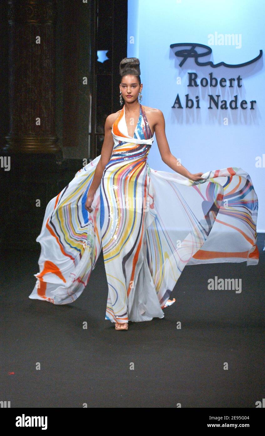 A models displays a creation by fashion designer Robert Abi Nader ...