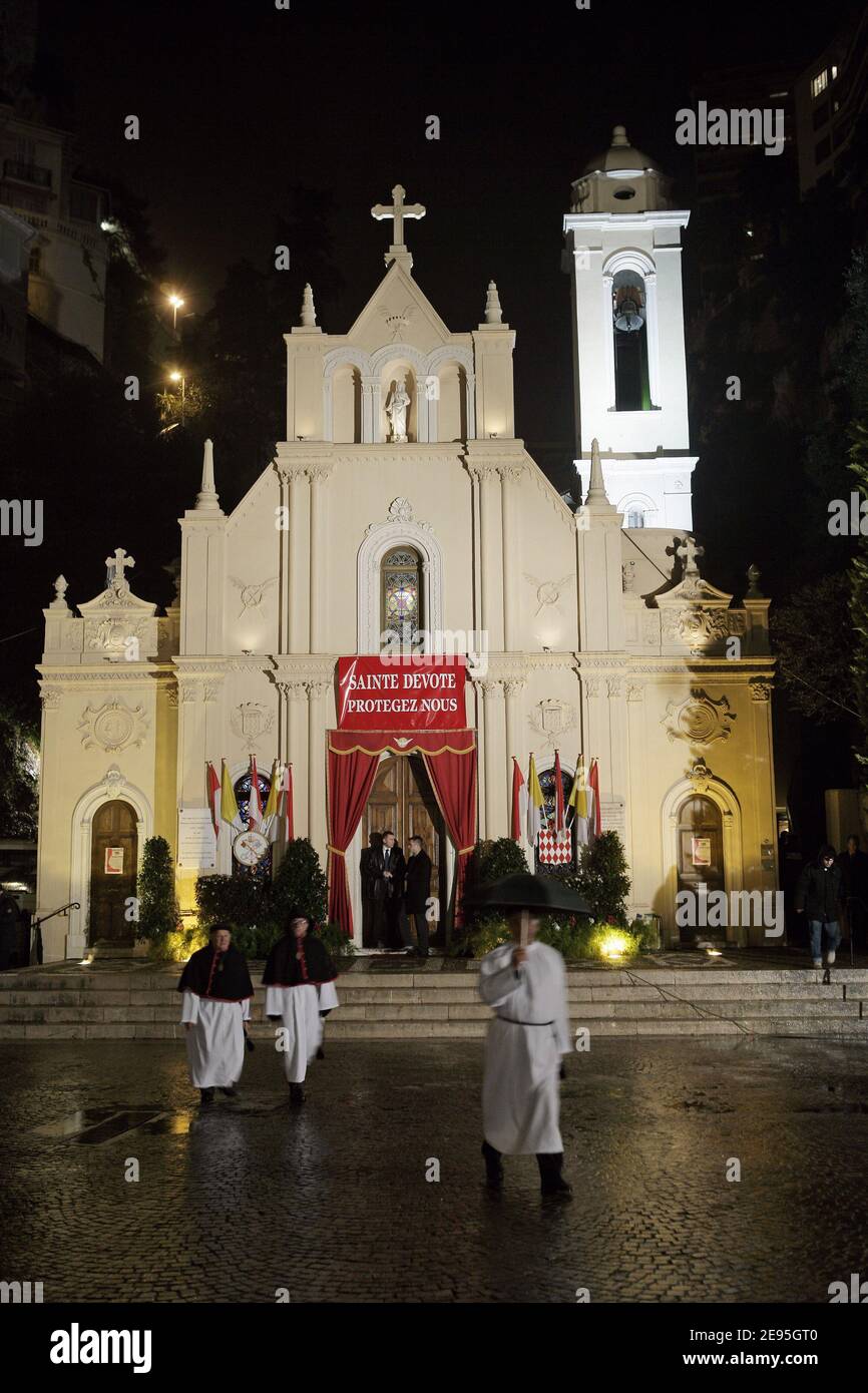 A religious procession arrives on the square of the Grimaldi Palace in ...