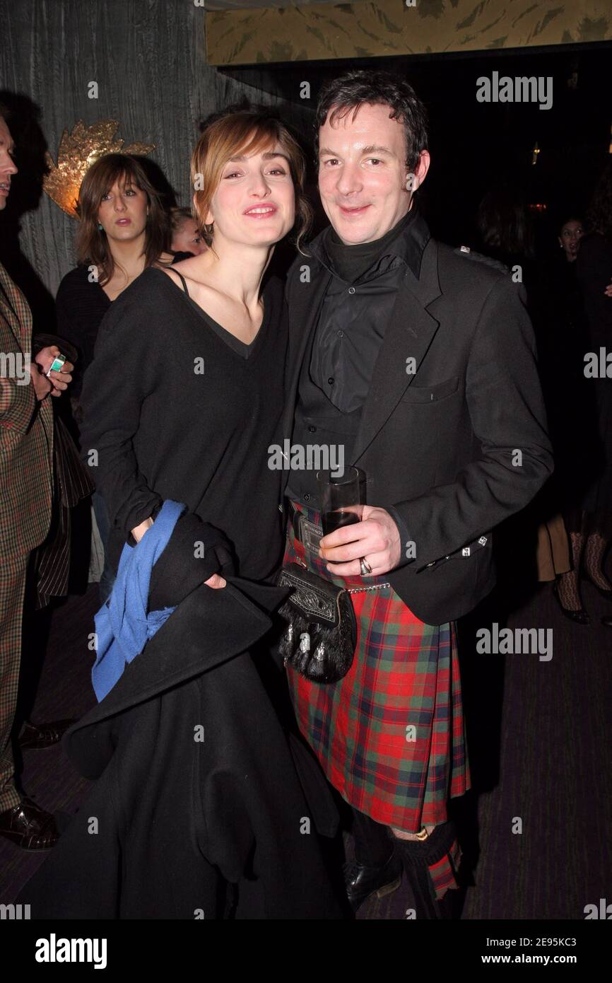 French actress Julie Gayet with her boyfriend Rocco de Robien (nephew of Gilles de Robien ...