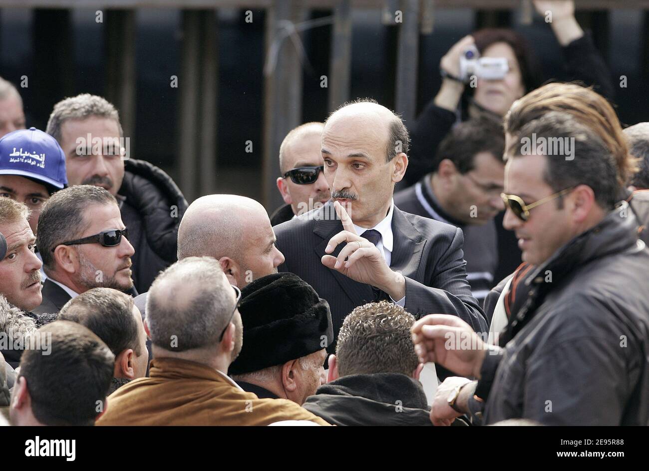 Anti-Syrian leader of the Christian Lebanese Forces Samir Geagea takes ...