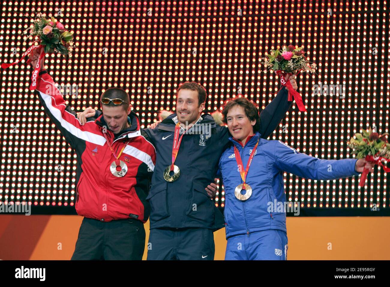 USA's gold medalist Seth Wescott (C), Slovakia's silver medalist Zidek ...