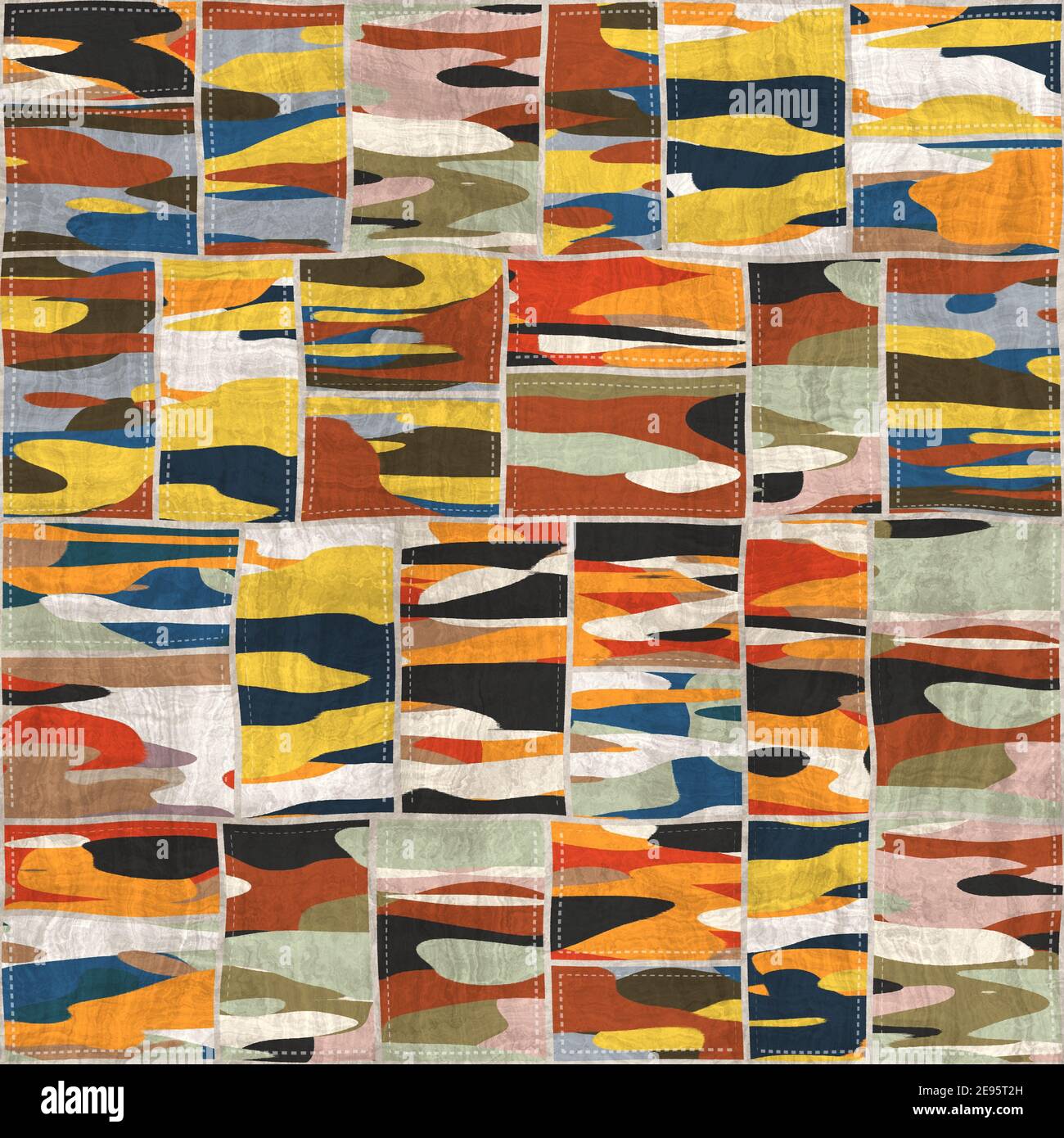 Seamless patchwork collage mix quilt pattern print Stock Photo - Alamy