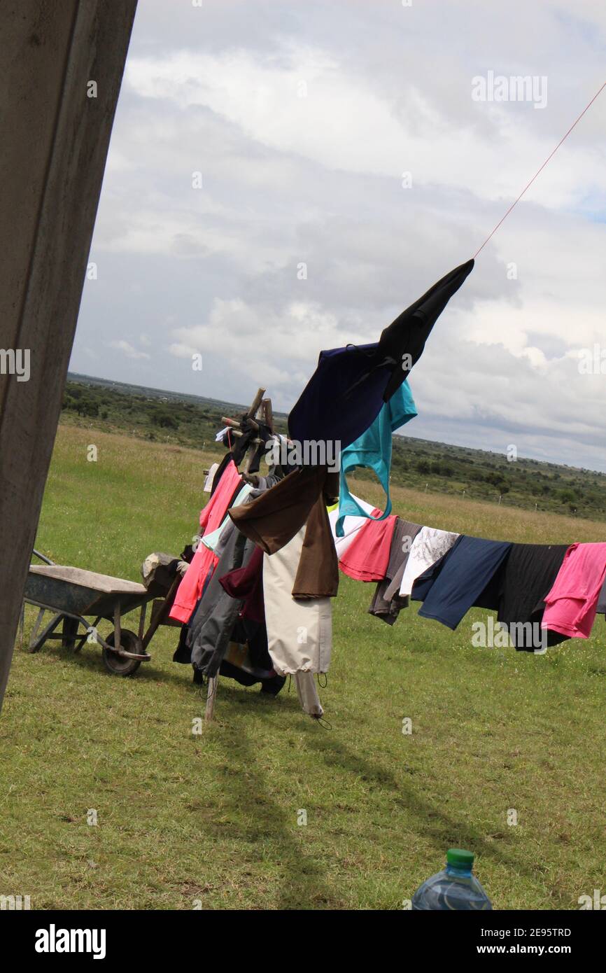 Rural clothes line Stock Photo - Alamy