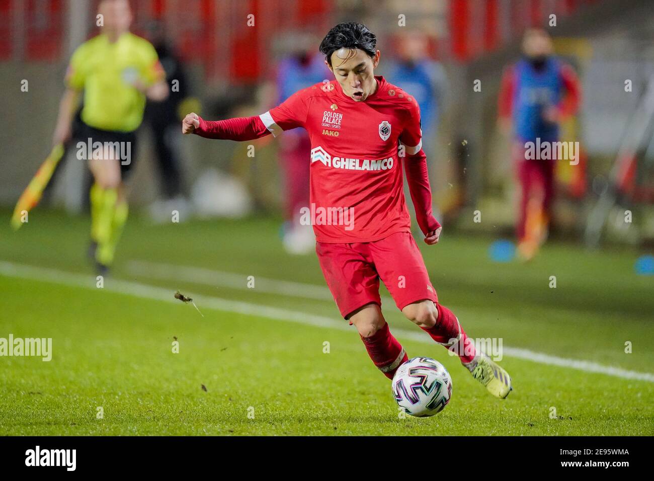 ANTWERPEN, BELGIUM - FEBRUARY 2: Koji Miyoshi of Royal Antwerp during ...