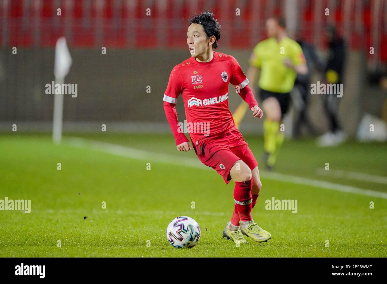 ANTWERPEN, BELGIUM - FEBRUARY 2: Koji Miyoshi of Royal Antwerp during ...