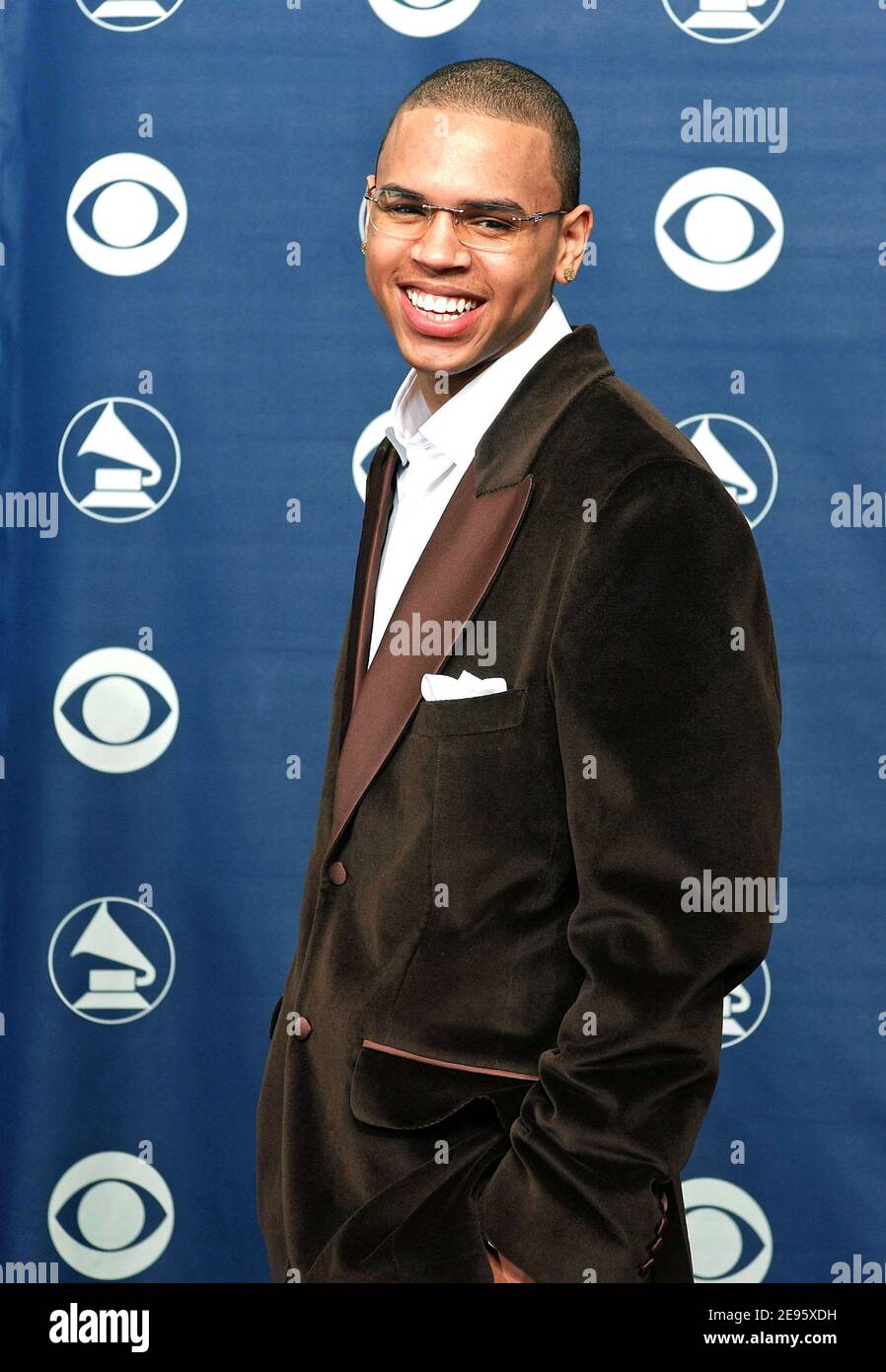 R&B Singer Chris Brown in the pressroom at the 48th Annual Grammy ...