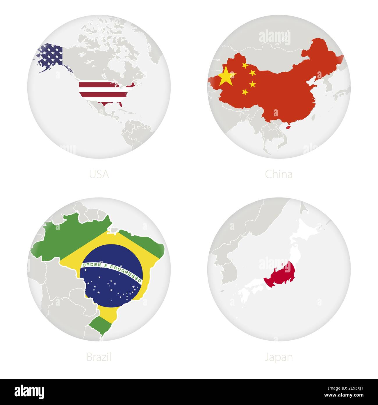 Brazil flag and map in vector illustration Stock Vector Images - Alamy