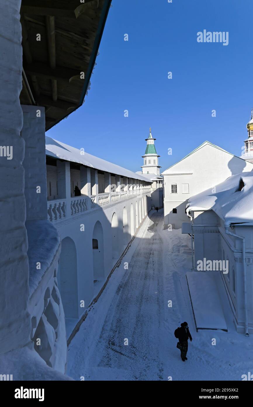 New Jerusalem Monastery. Frosty sunny day in January. Russian Orthodox ...