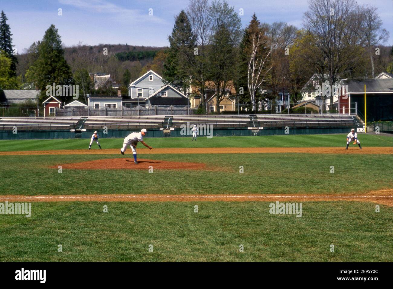 Baseball game being played at Doubleday Field in Cooperstown, New York ...