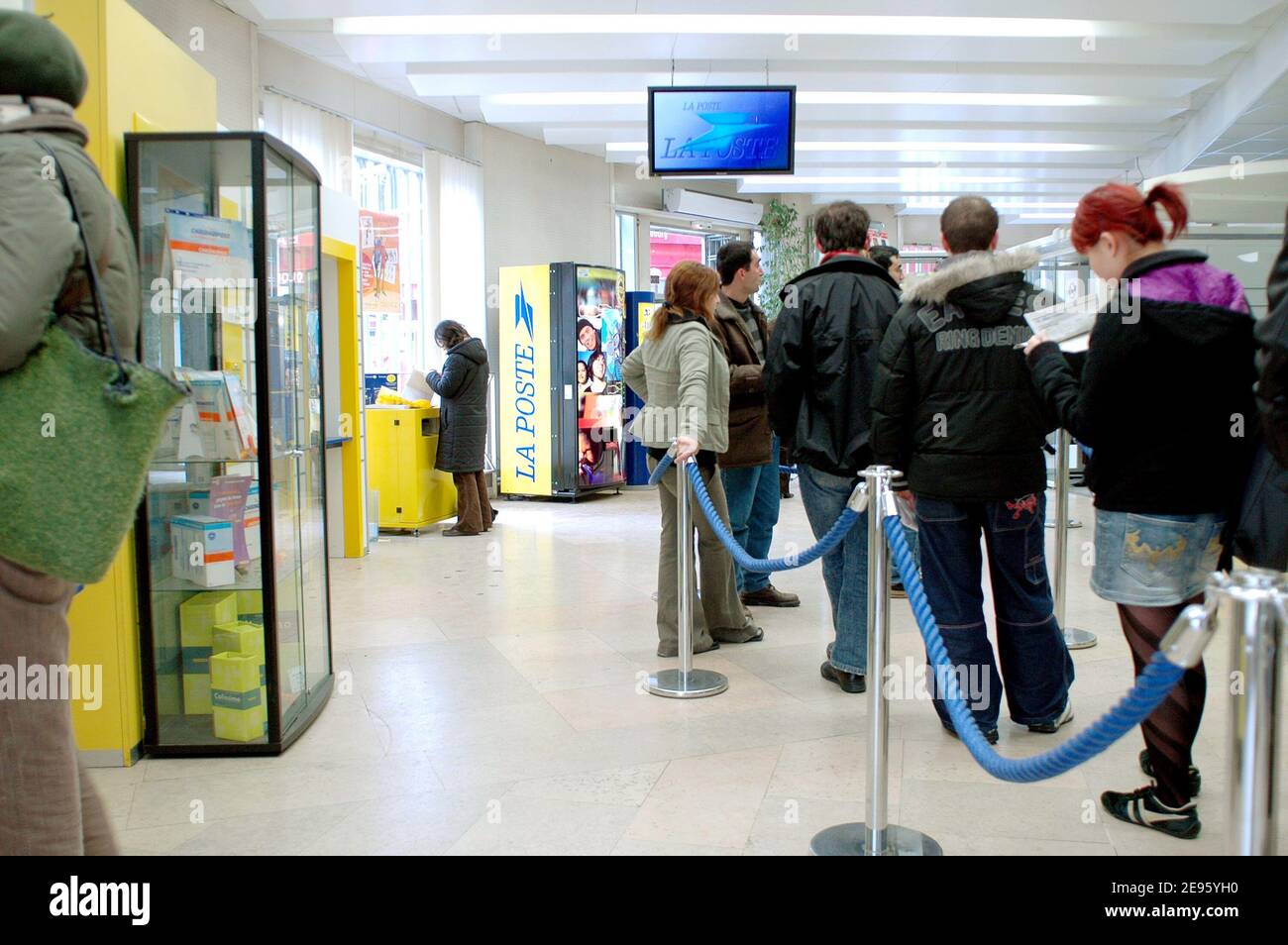 New logos of 'La Poste' and the new bank 'La Banque Postale', in Paris ...