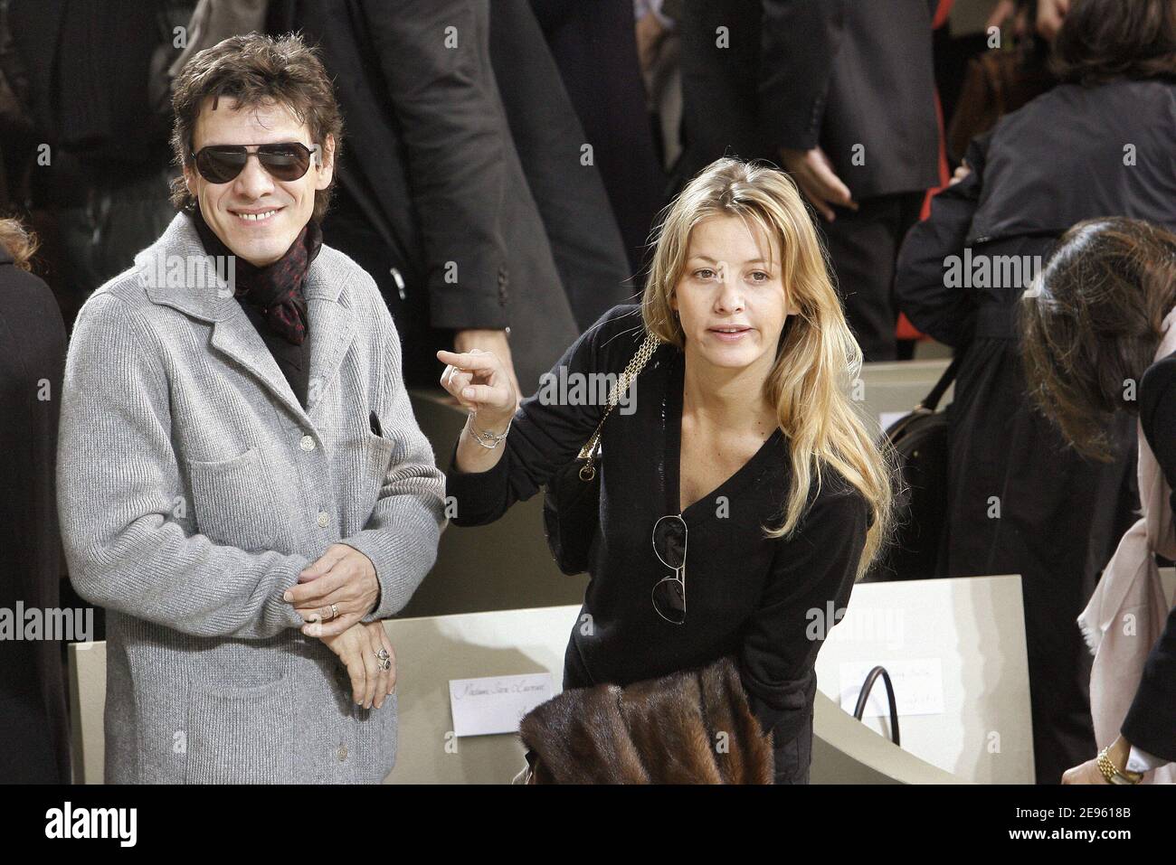 French singer Marc Lavoine and his wife Sarah Poniatowski attend Chanel ...