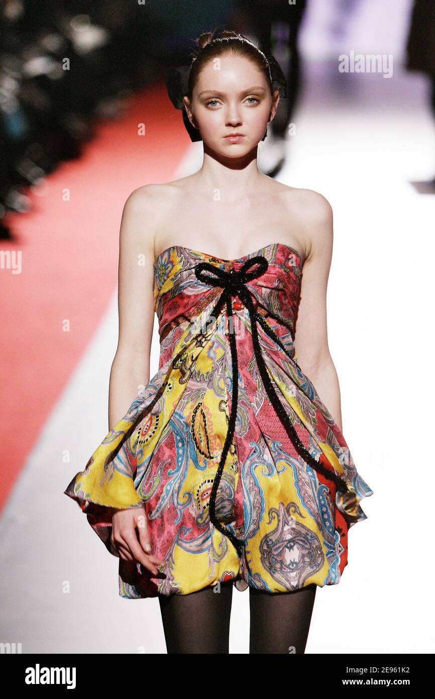 A model displays a creation for Christian Lacroix's Fall-Winter 2006 ...