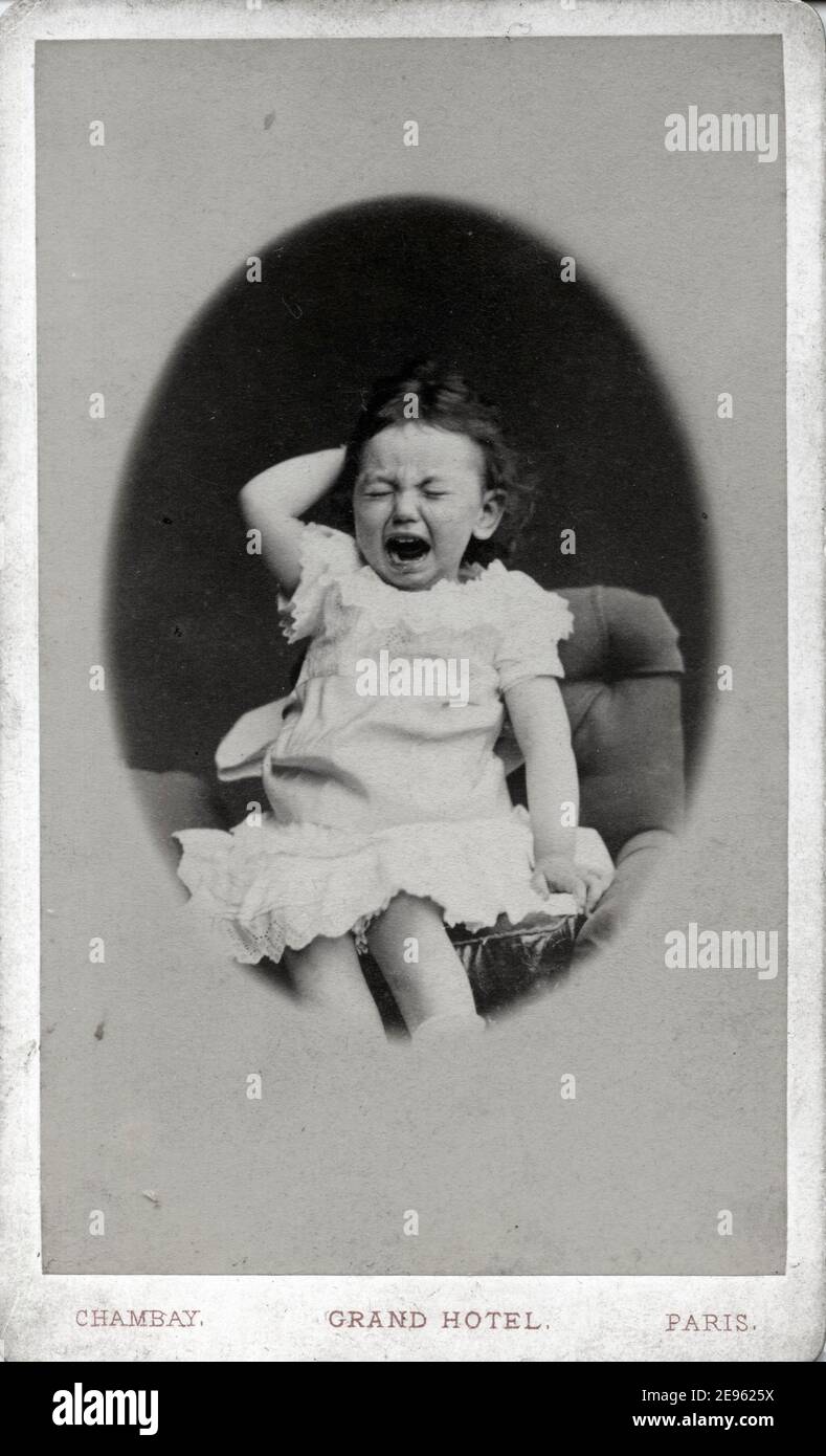 Portrait of a crying child, ca 1865. Photography by Chambay Stock Photo ...