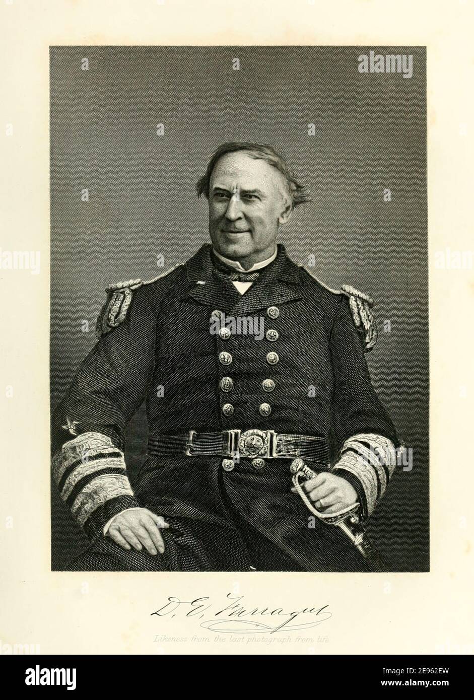 Engraved portrait based on a photograph of American United States Navy ...