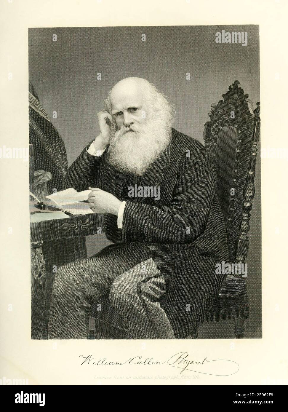 Engraved portrait based on a photograph of American poet, journalist ...