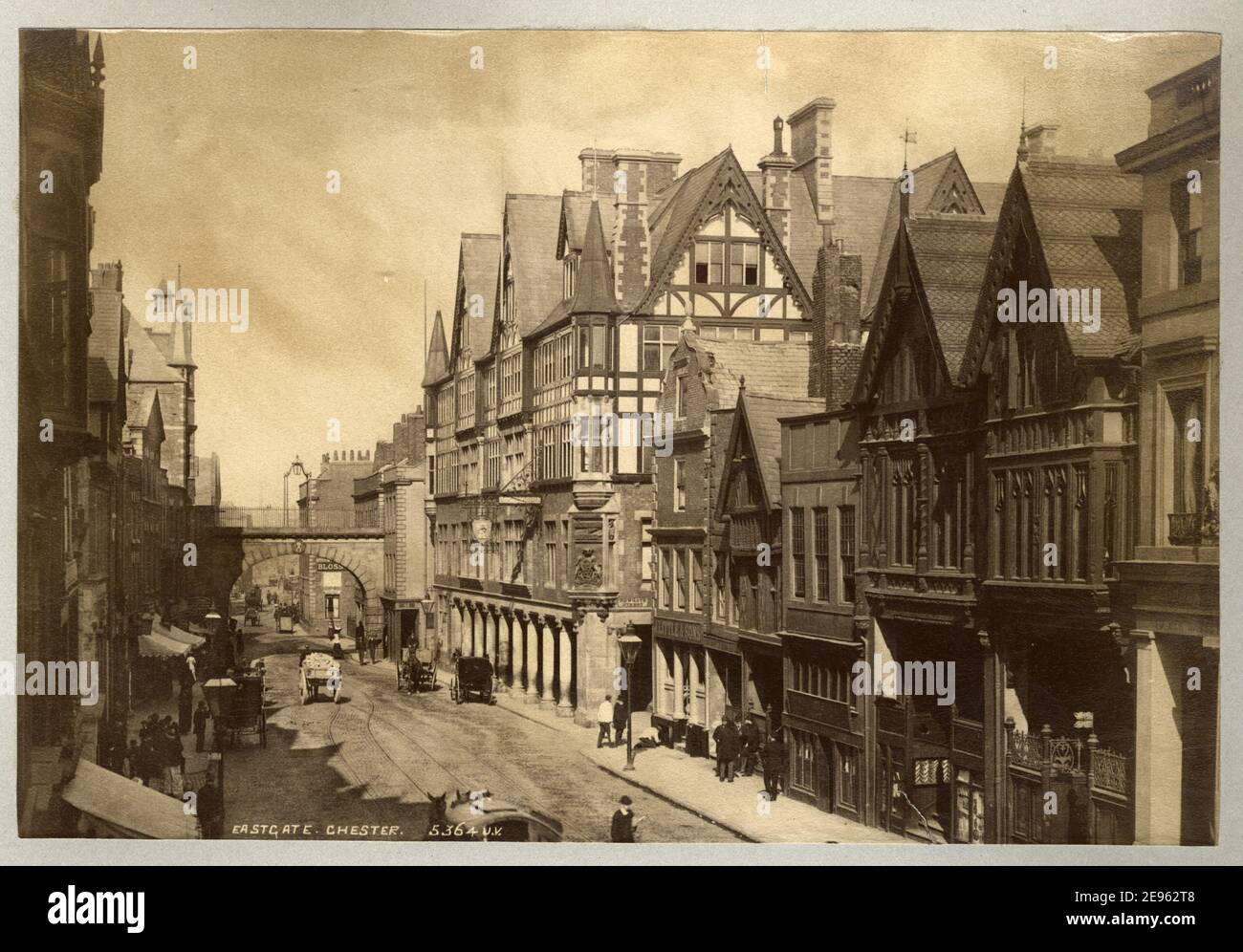 A view down Eastgate Street, Chester, England, 1885. Photography by ...