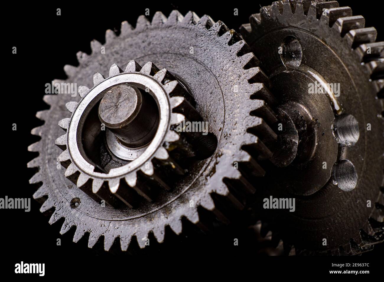 Metal gears from an internal combustion engine. Torque transmitting ...