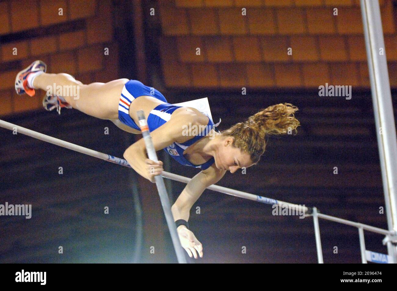France's Caroline Bocquet competes during the women's pole vault at the ...