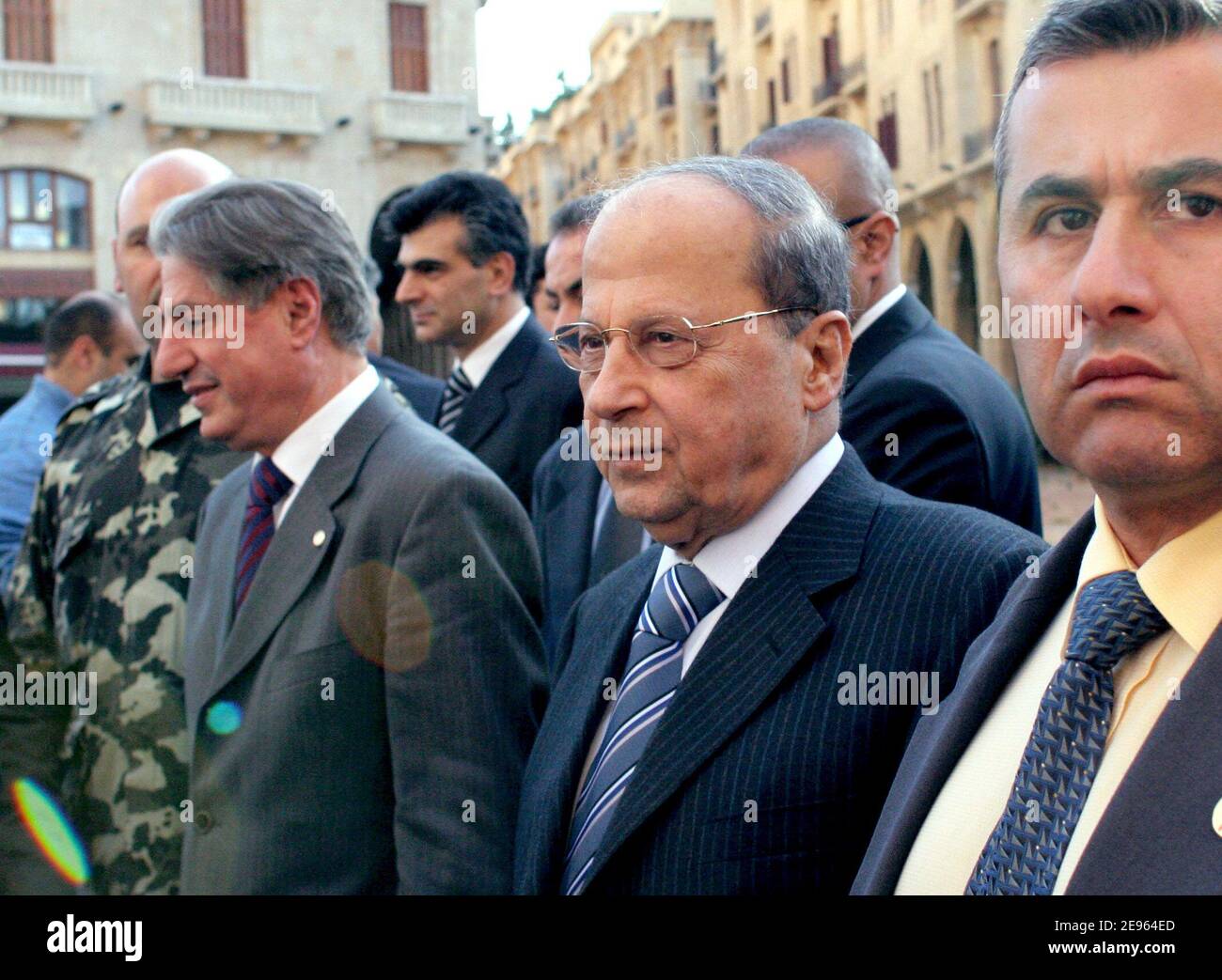 Lebanese Christian politician Michel Aoun, right, and Lebanon's former ...