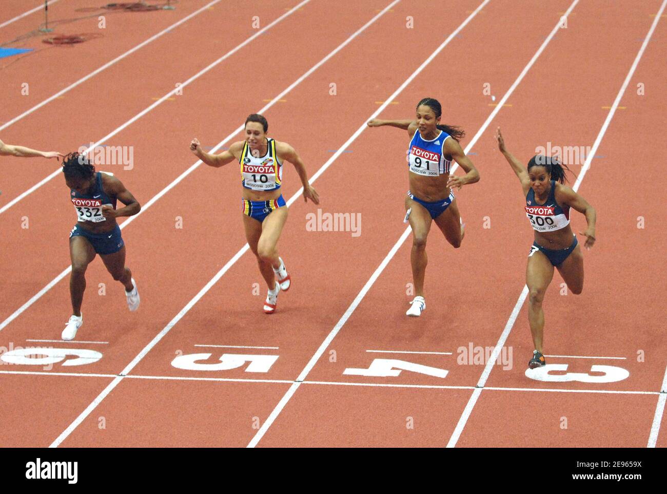 USA's Me' Lisa Barber won the women 60 meters finale, american Lauryn ...