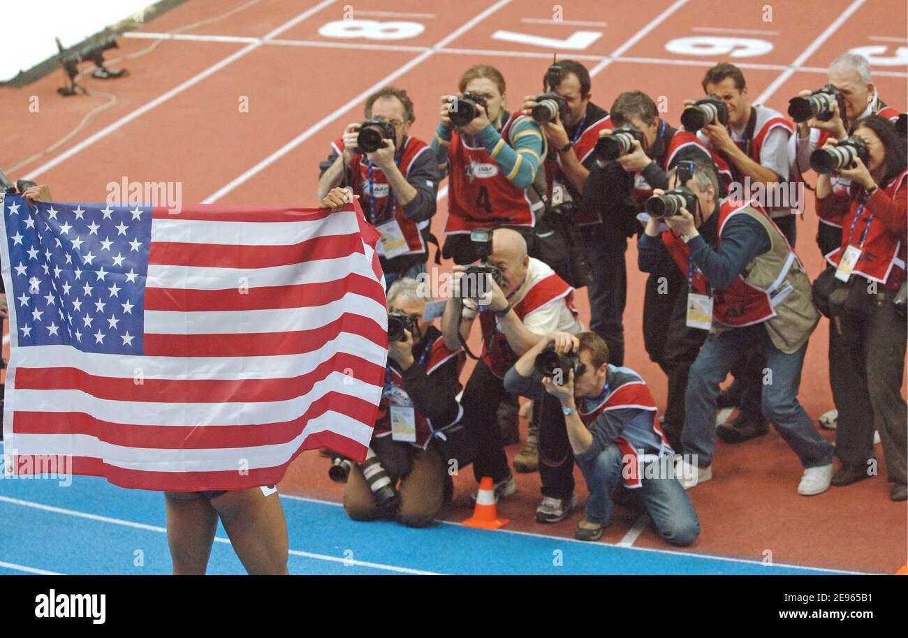 USA's Me' Lisa Barber won the women 60 meters finale, USA's Lauryn ...
