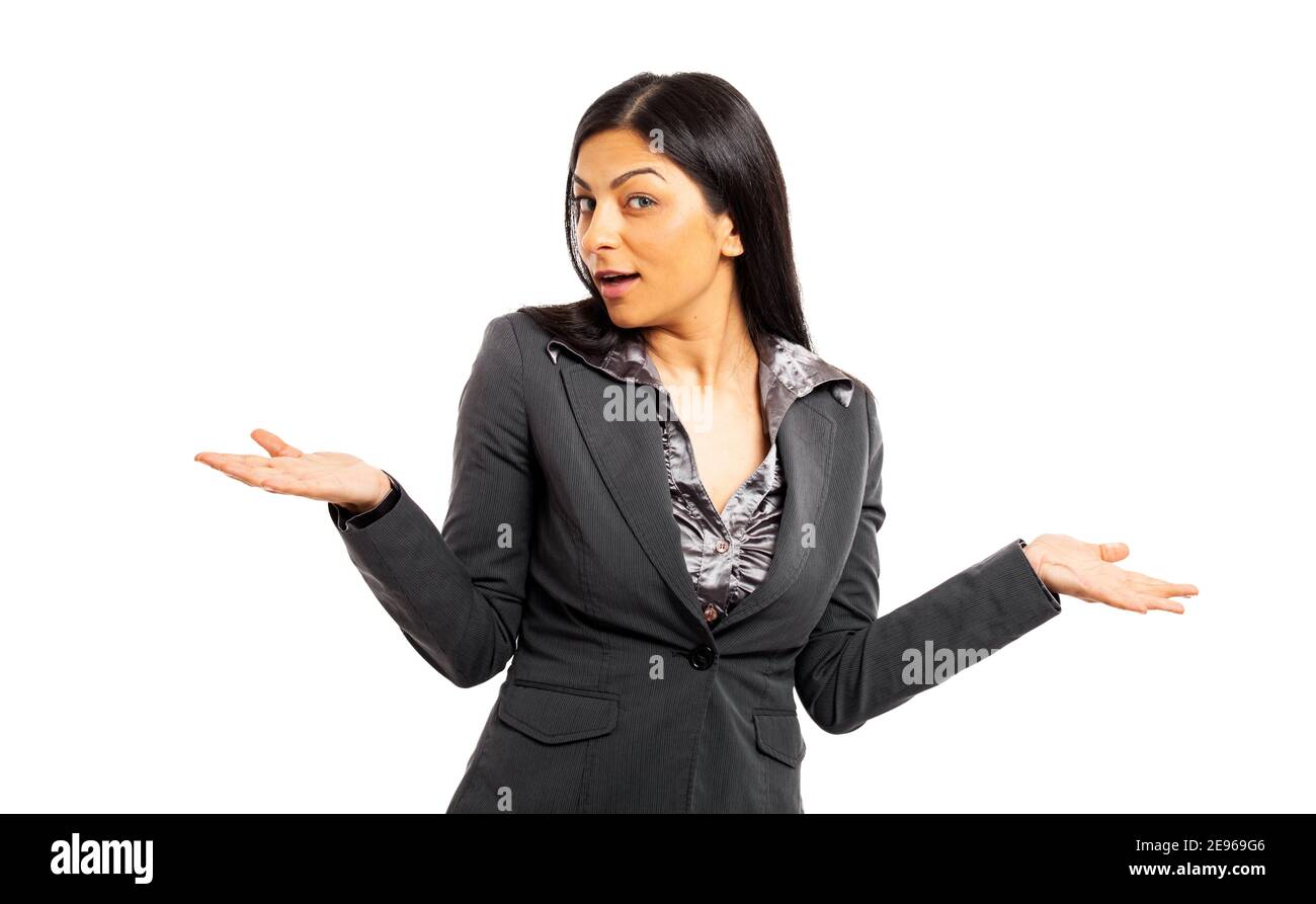 Cute girl in a sorry pose isolated on white Stock Photo - Alamy