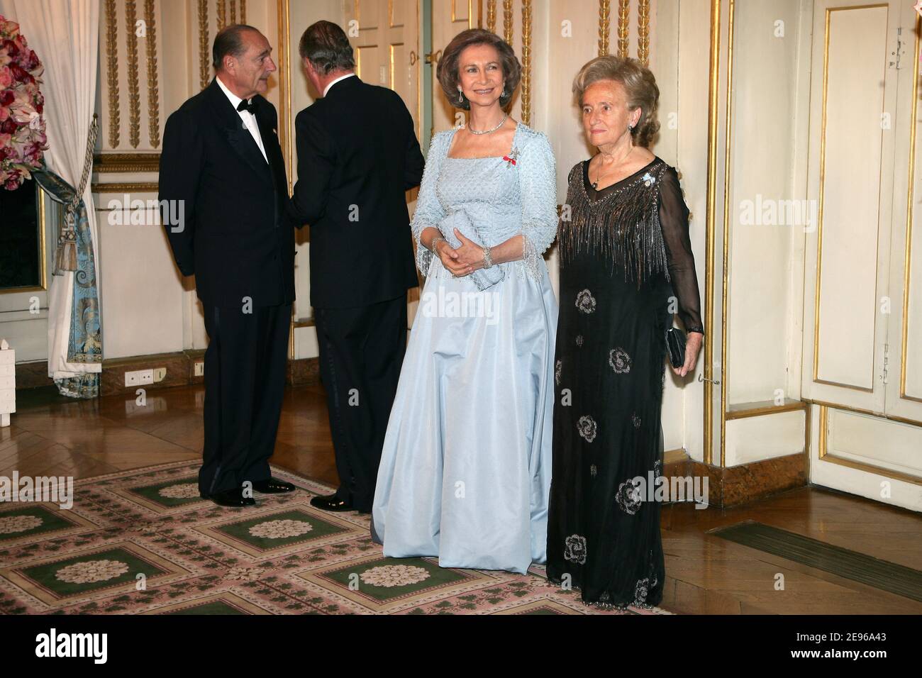 Queen Sophia of Spain, First Lady Bernadette Chirac, President Jacques ...