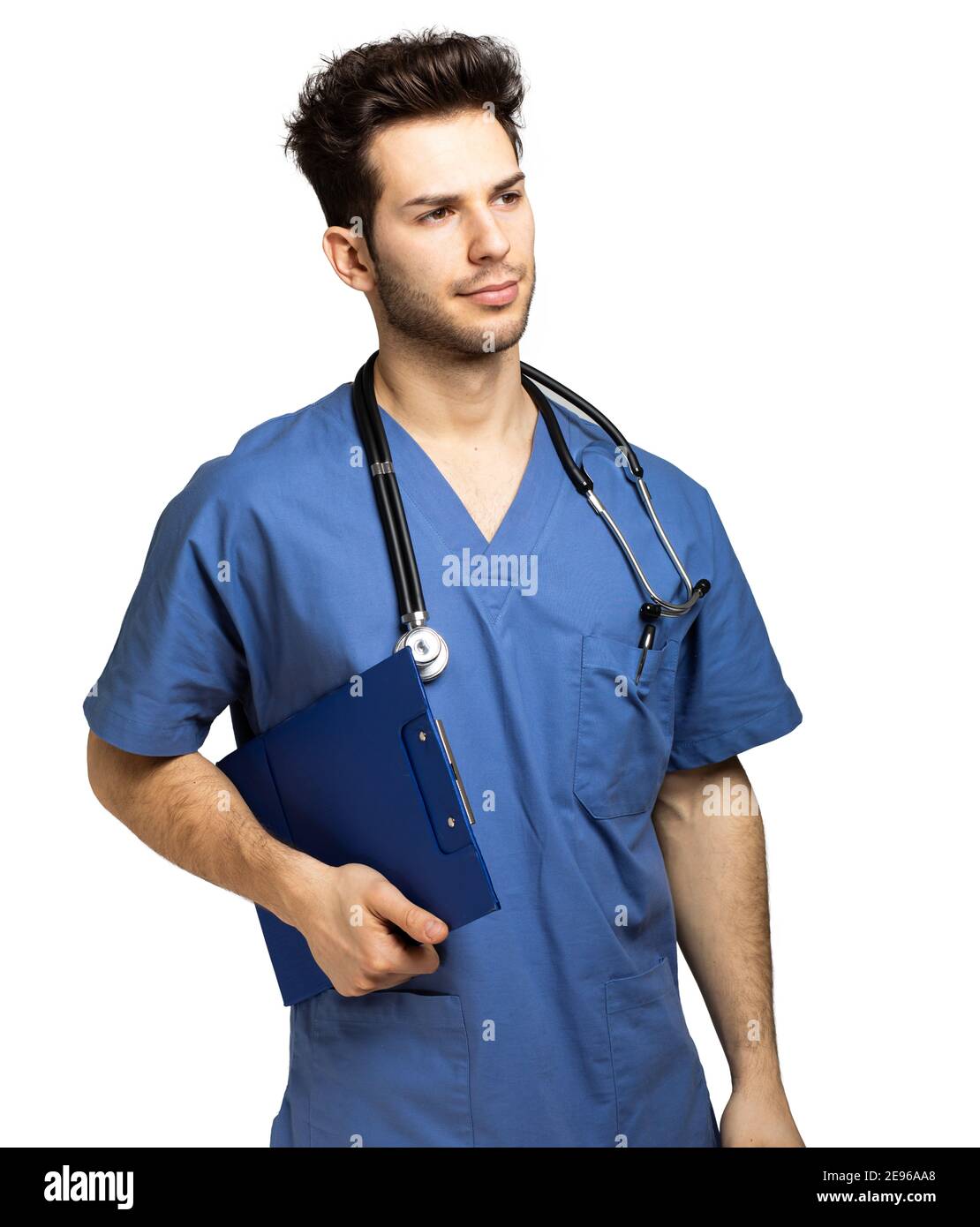 Male nurse isolated on white Stock Photo - Alamy