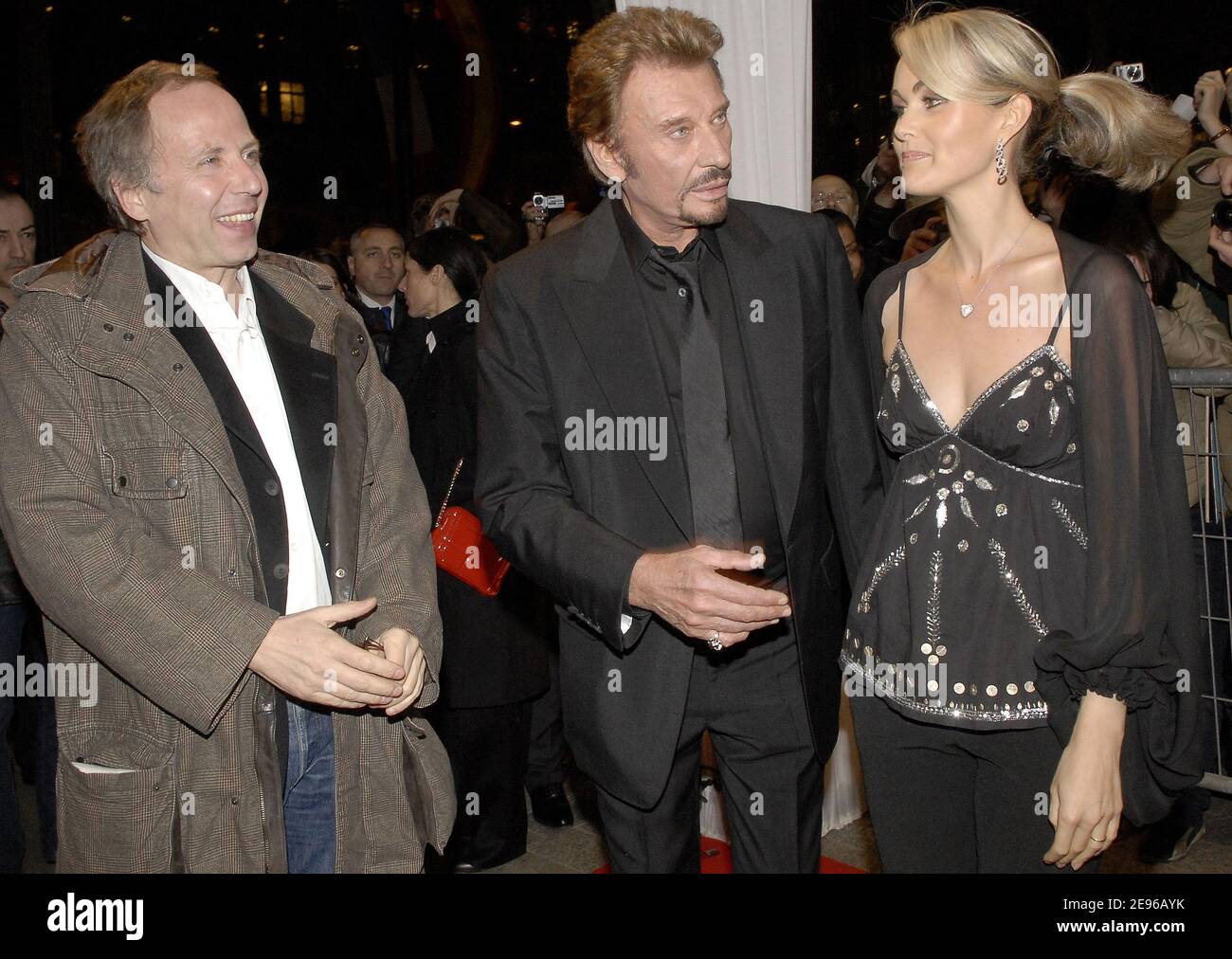 Stars of the film Fabrice Luchini and Johnny Hallyday with his wife ...