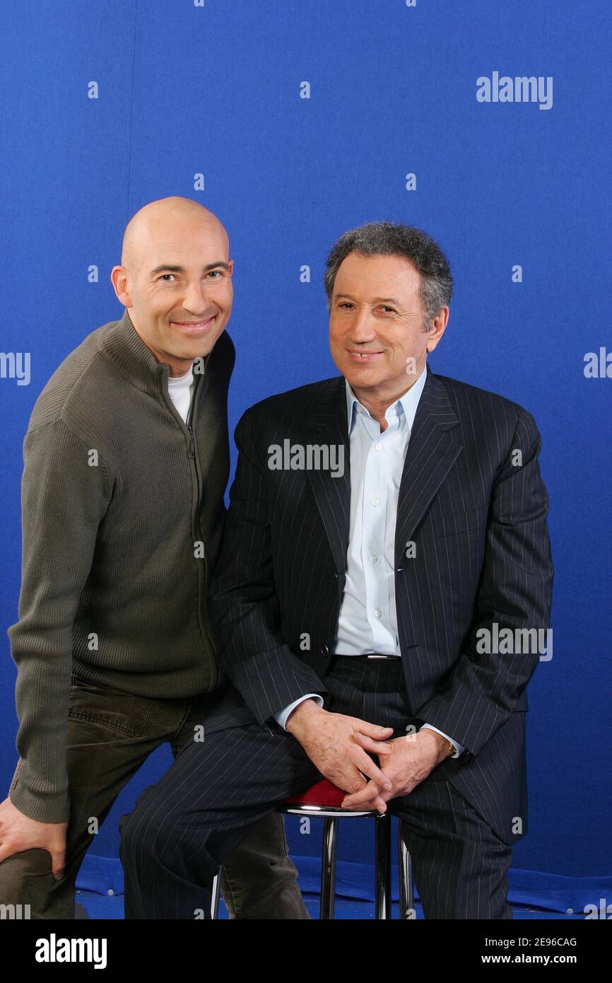 Nicolas Canteloup and Michel Drucker at the taping of Vivement Dimanche ...