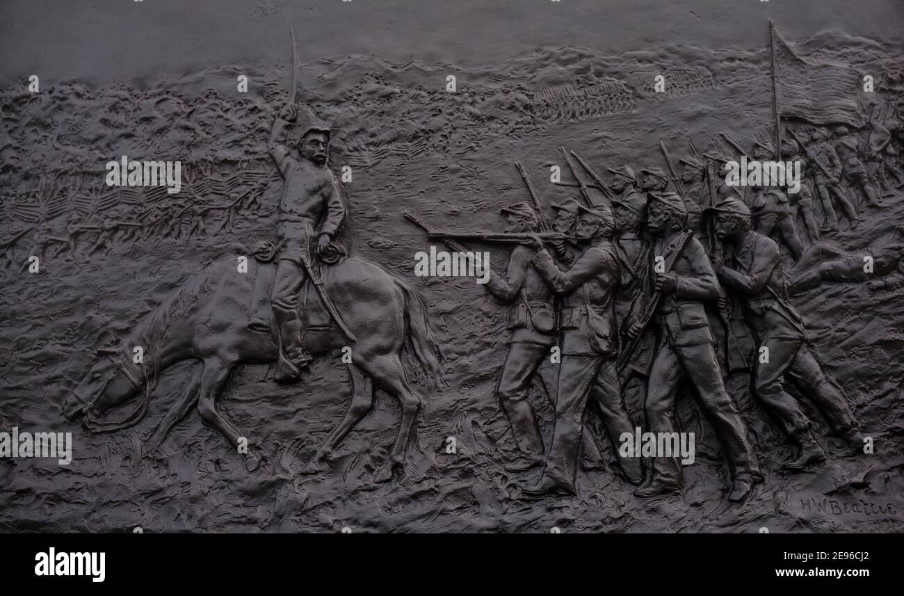 Monument to H W Beattle depicting civil war battle near the Snodgrass ...