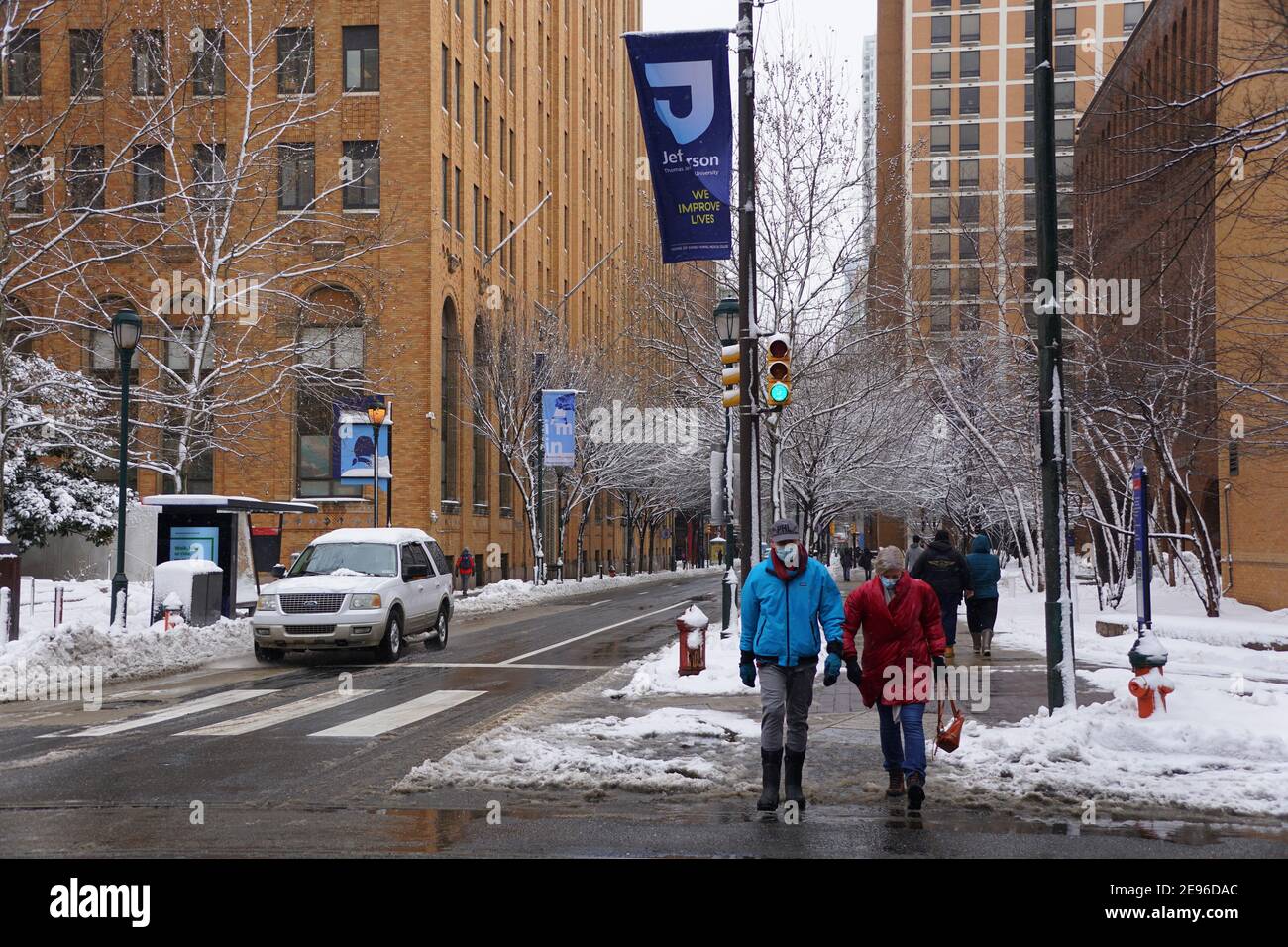 Philadelphia, Pennsylvania, U.S.A - February 2, 2021 - People walking ...