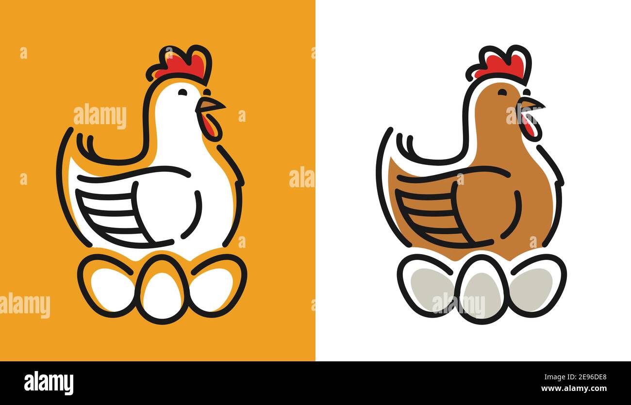 Hen incubates eggs symbol. Chicken logo vector Stock Vector Image & Art ...