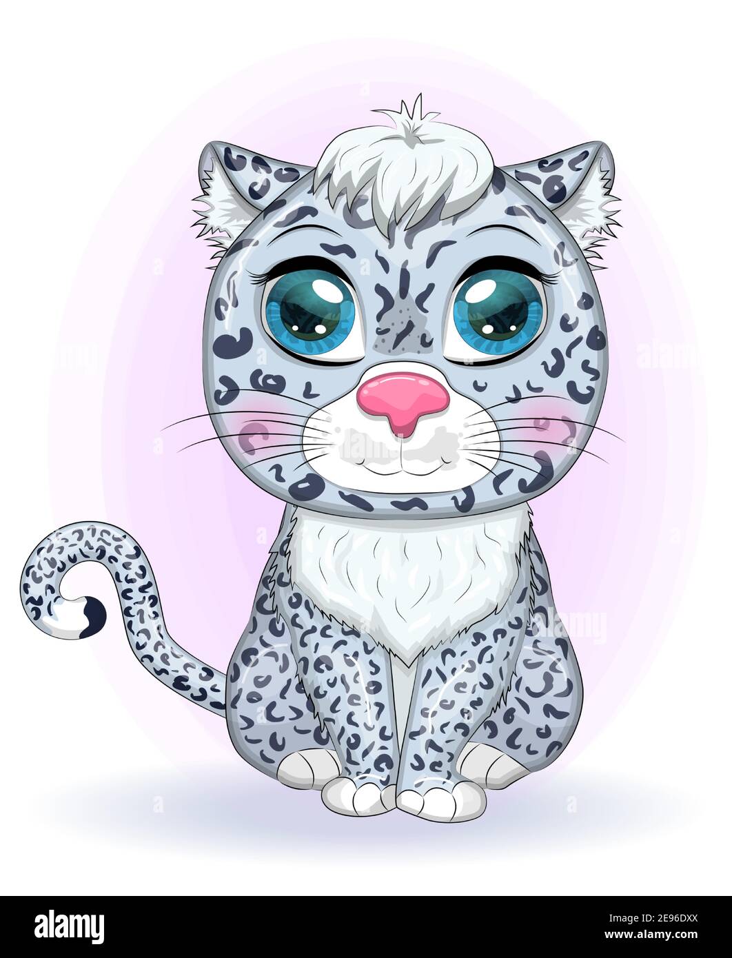 Cartoon snow leopard with expressive eyes. Wild animals, character ...