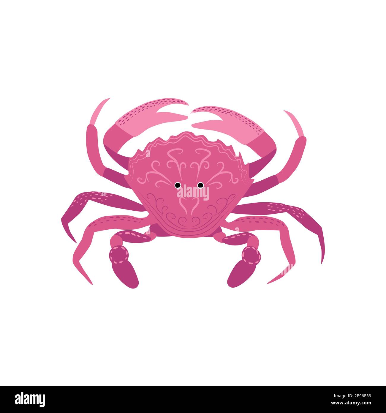 Funny red crab hand drawn. Cute sea life, adorable crustacean cartoon ...