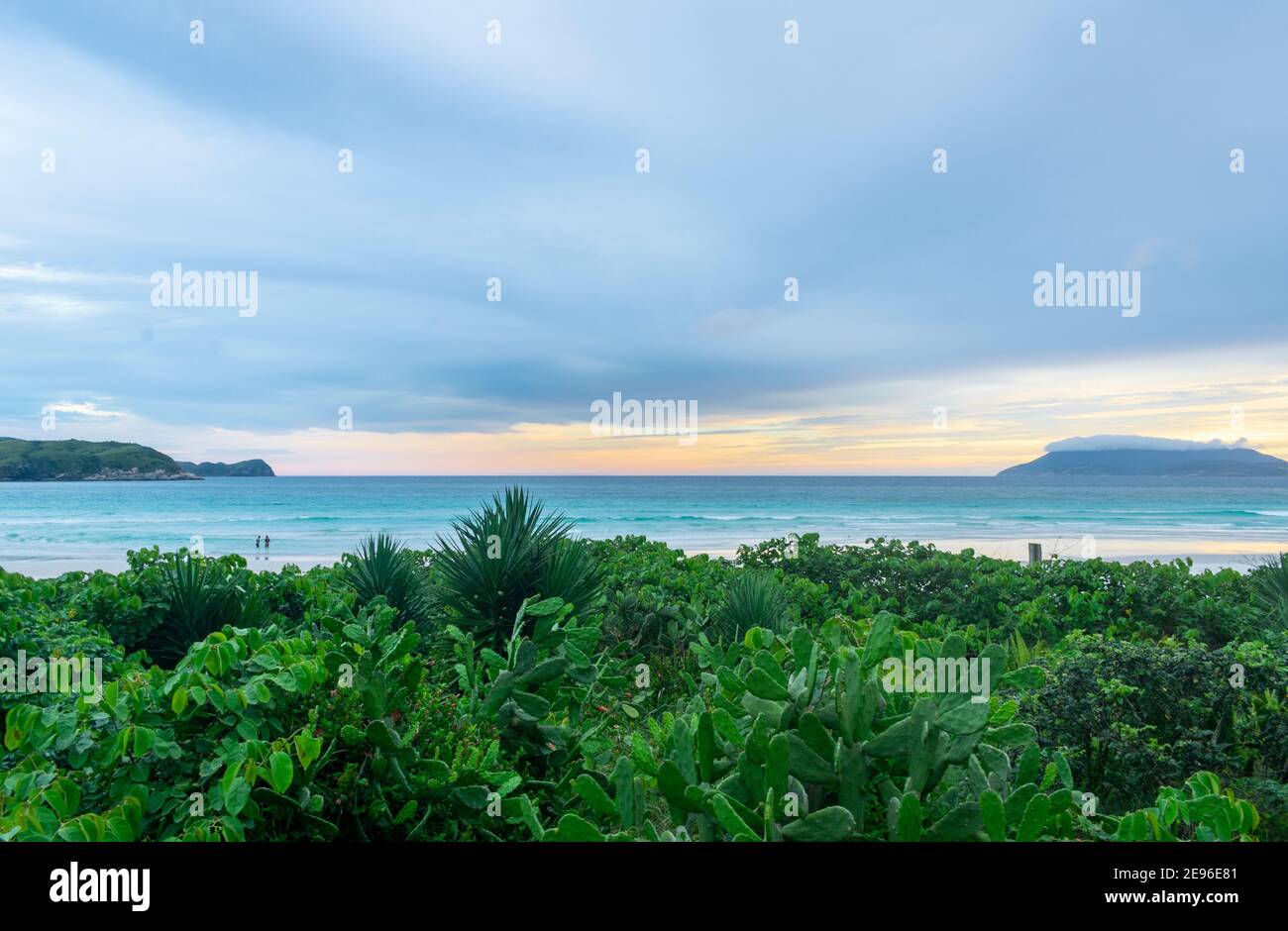 Beautiful beach landscape with colorful sunset in Brazil Stock Photo ...